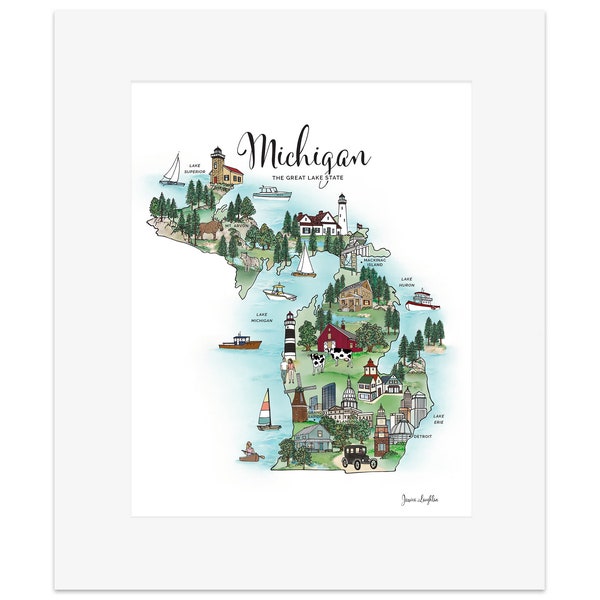 Michigan Map Art - Etsy