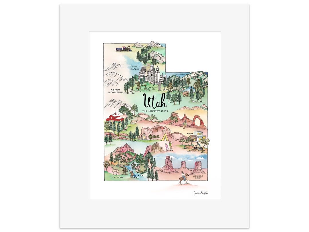 Utah Map Art Print - Etsy