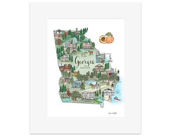 Georgia Map Art Georgia Art Print Signed Print of My - Etsy