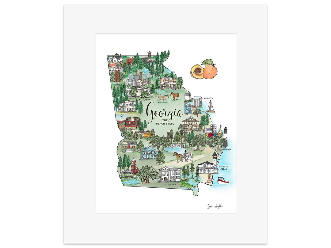 Georgia Map Art Print - Etsy