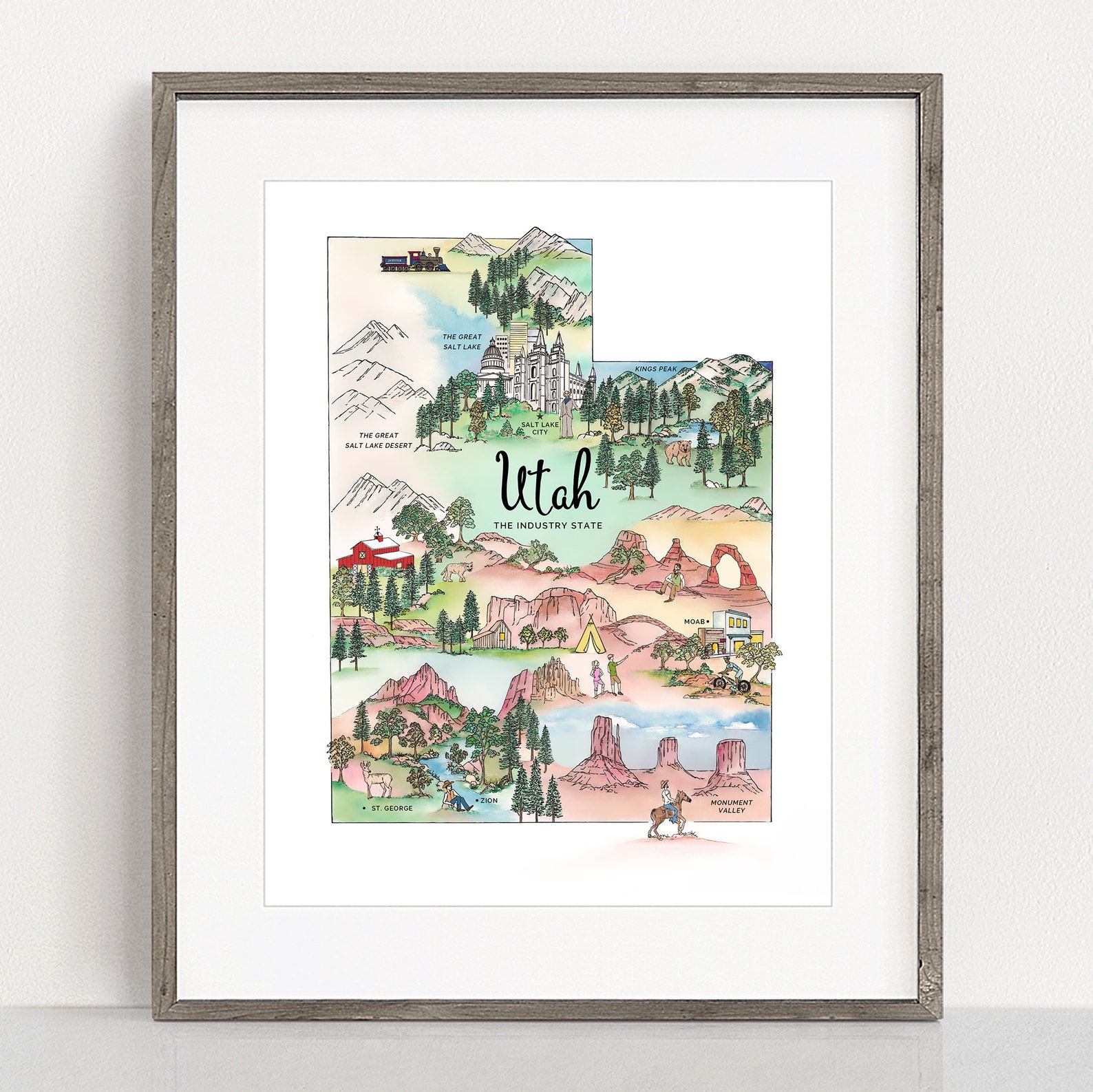 Utah Art, Utah Print, Map Art of Utah - Etsy