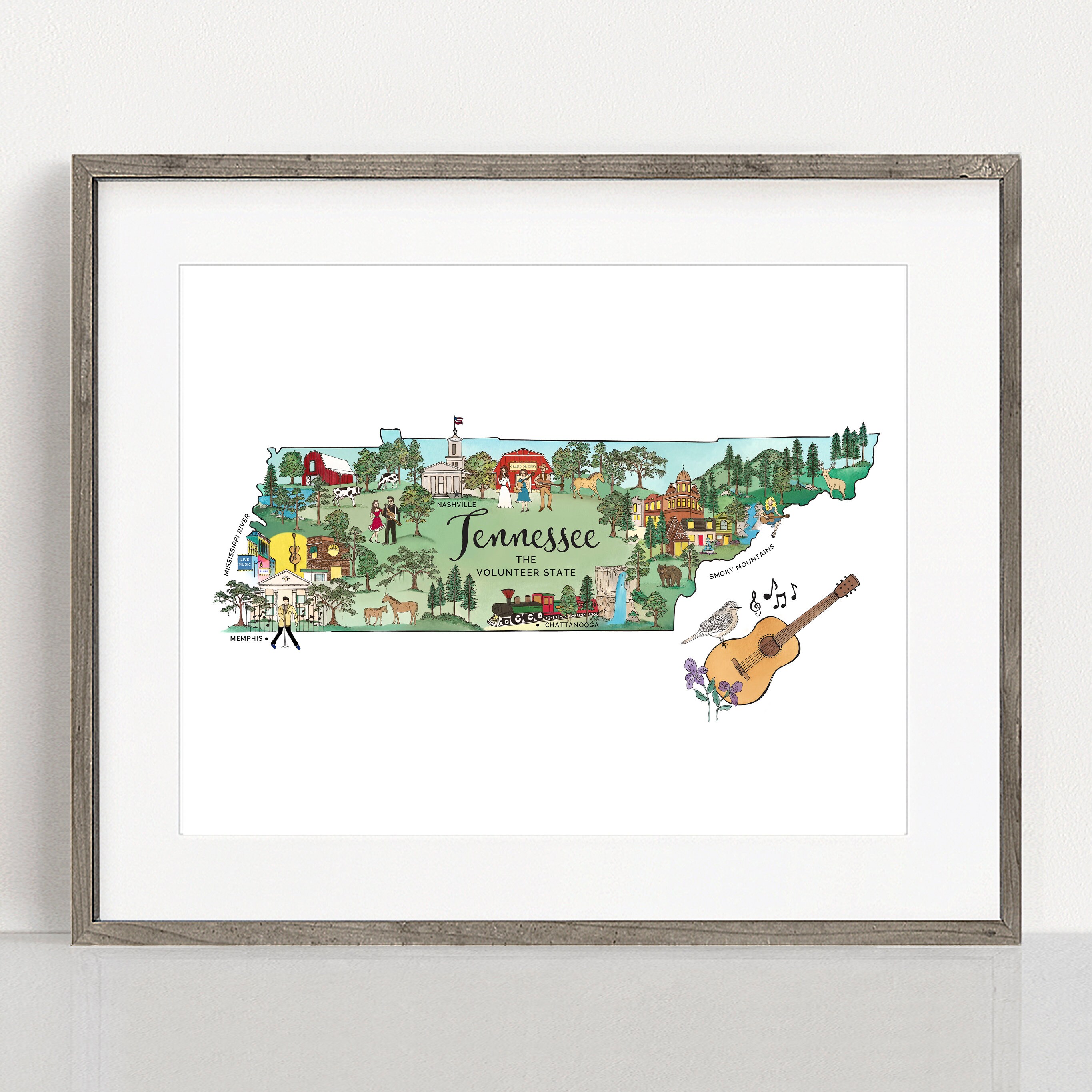 Tennessee Map Art Print - Etsy