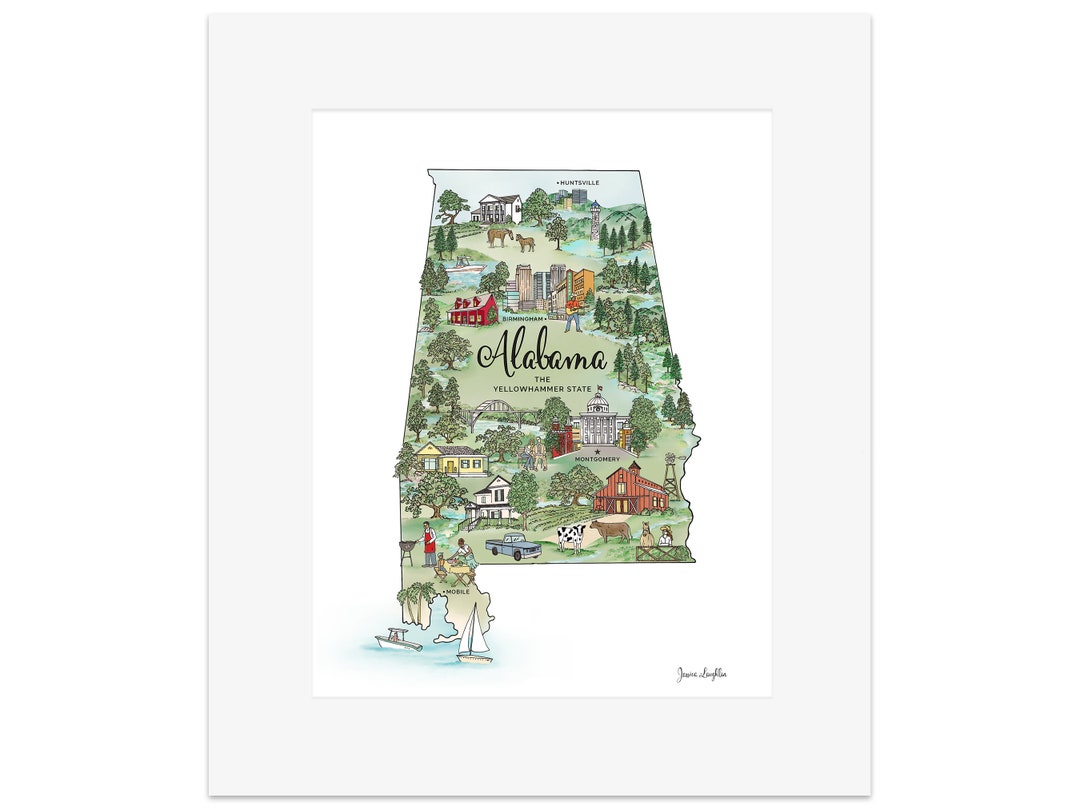 Alabama Map Art Print - Etsy