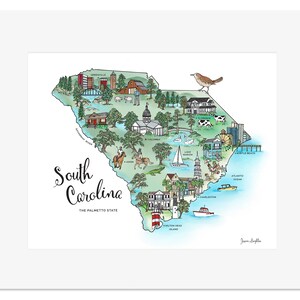 South Carolina Map Art Print - Etsy