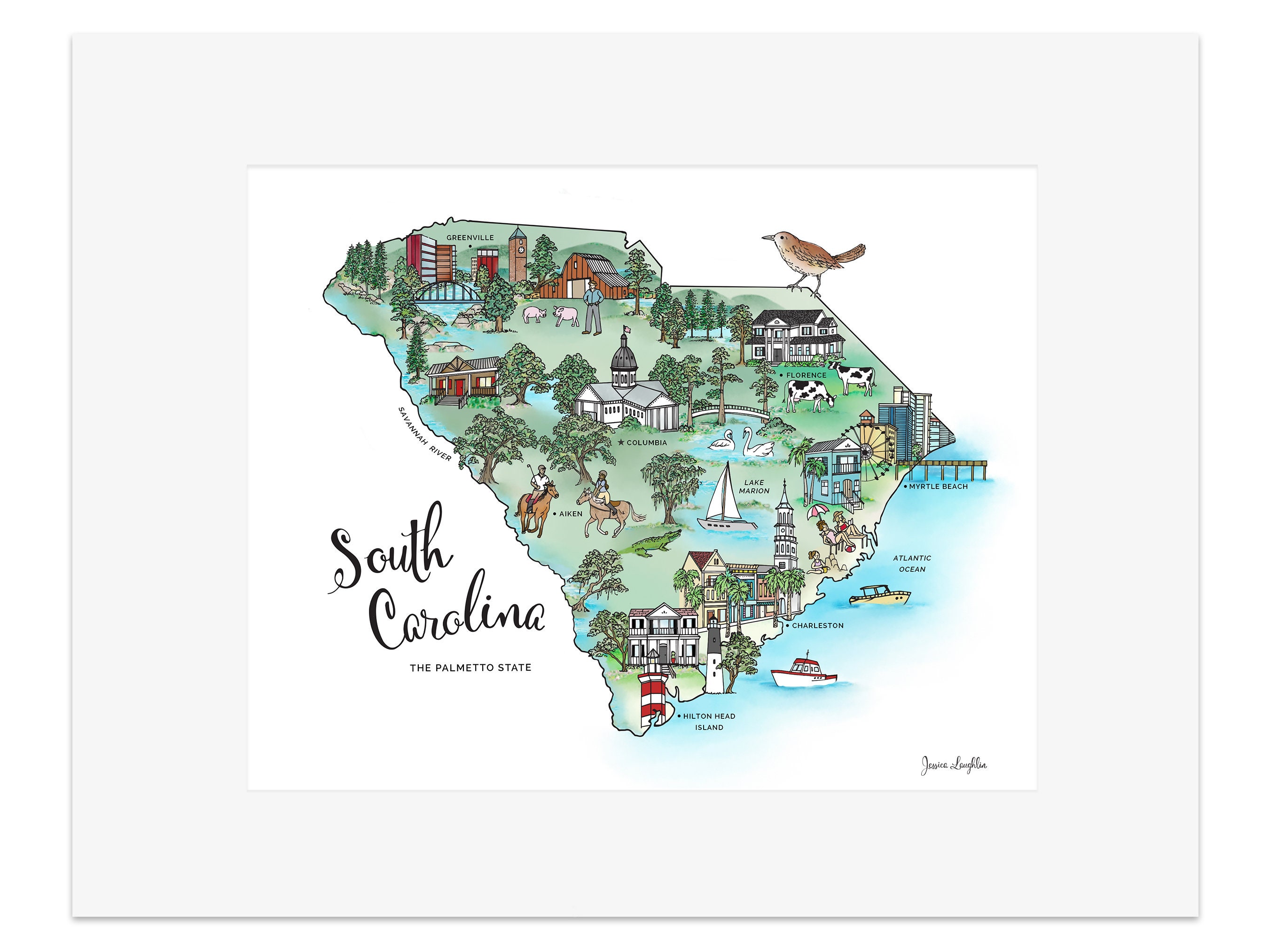 South Carolina Map Art Print - Etsy