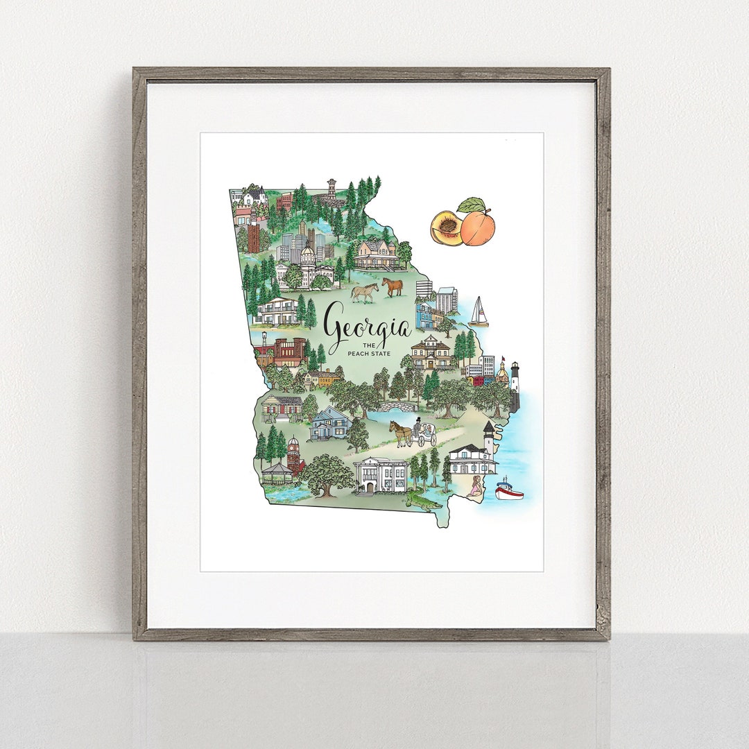 Georgia Map Art Print - Etsy