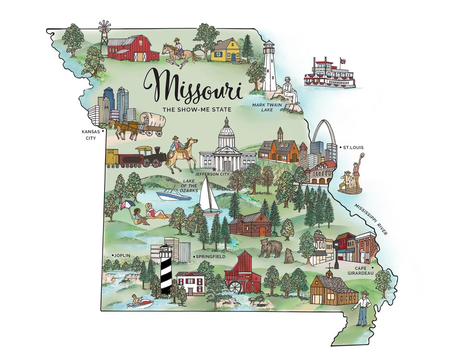 Missouri Art, Missouri Print, Map Art of Missouri - Etsy