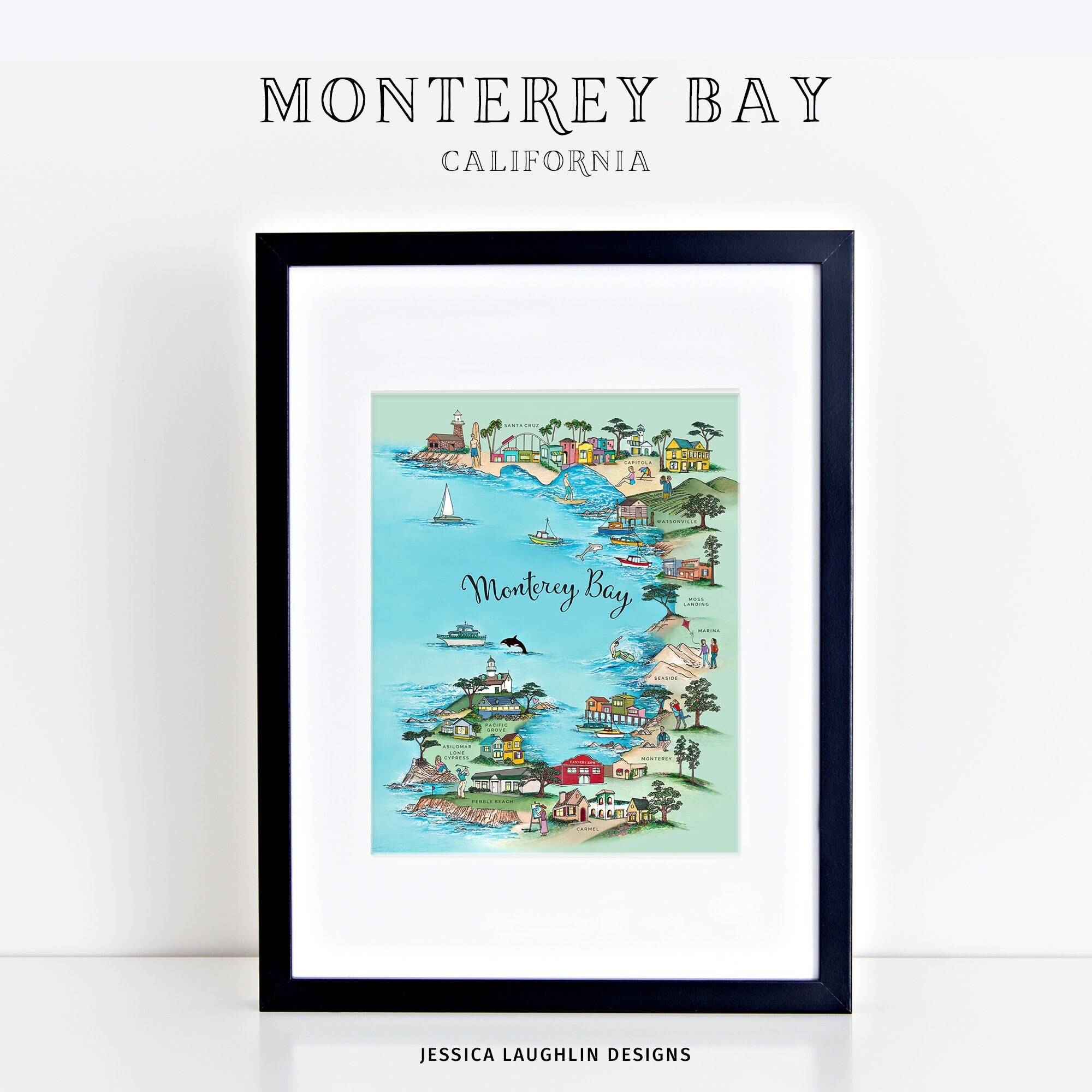Monterey Bay Map Art Print - Etsy