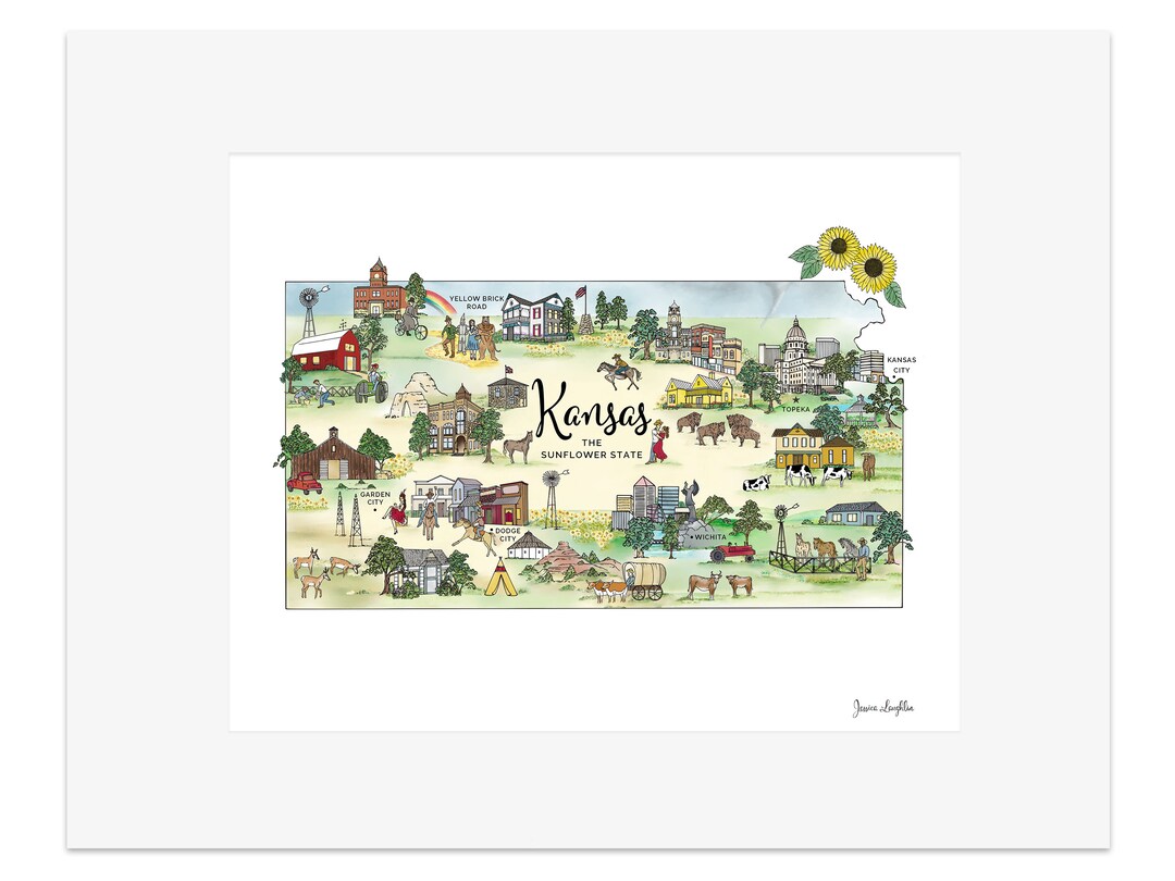 Kansas Map Art Print - Etsy