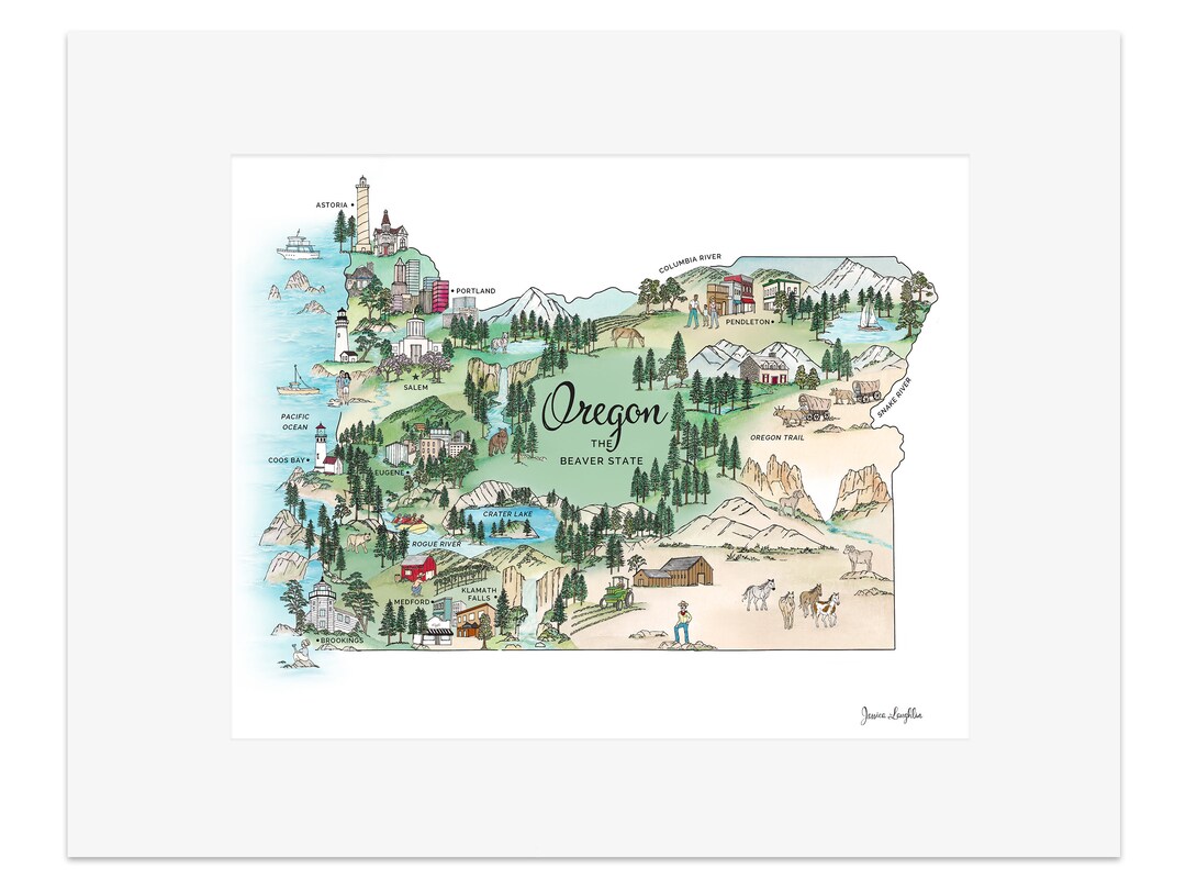 Oregon Map Art Print - Etsy