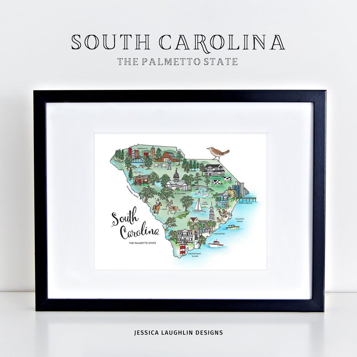 South Carolina Map Art Print - Etsy