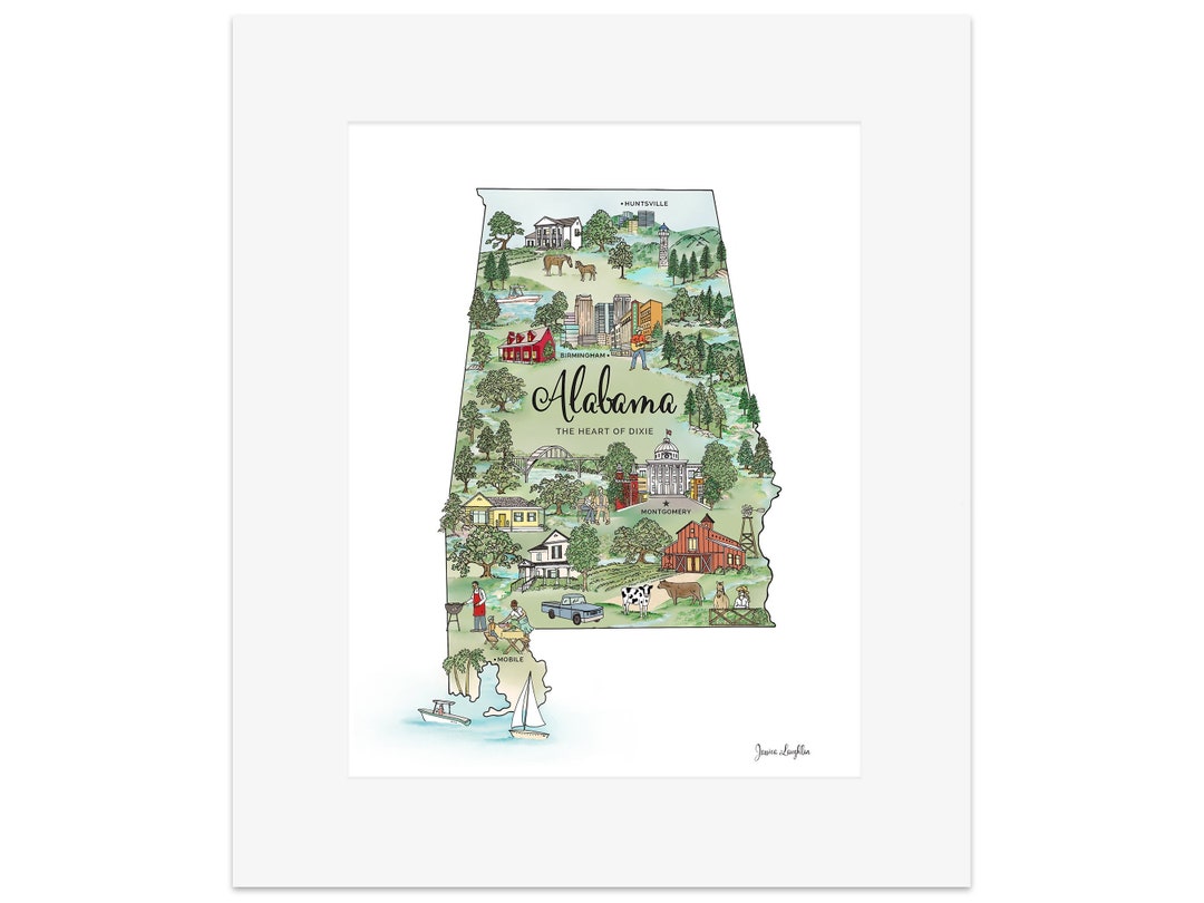 Alabama Map Art Print - Etsy