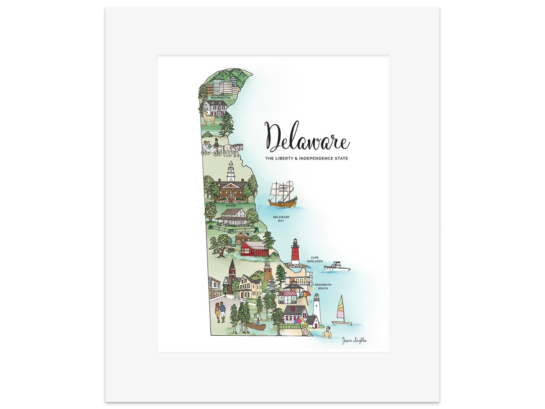 Delaware Map Art Print - Etsy