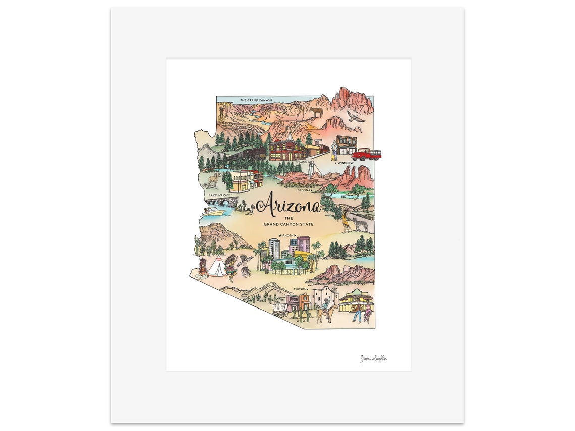 Arizona Art, Arizona Print, Map Art of Arizona - Etsy