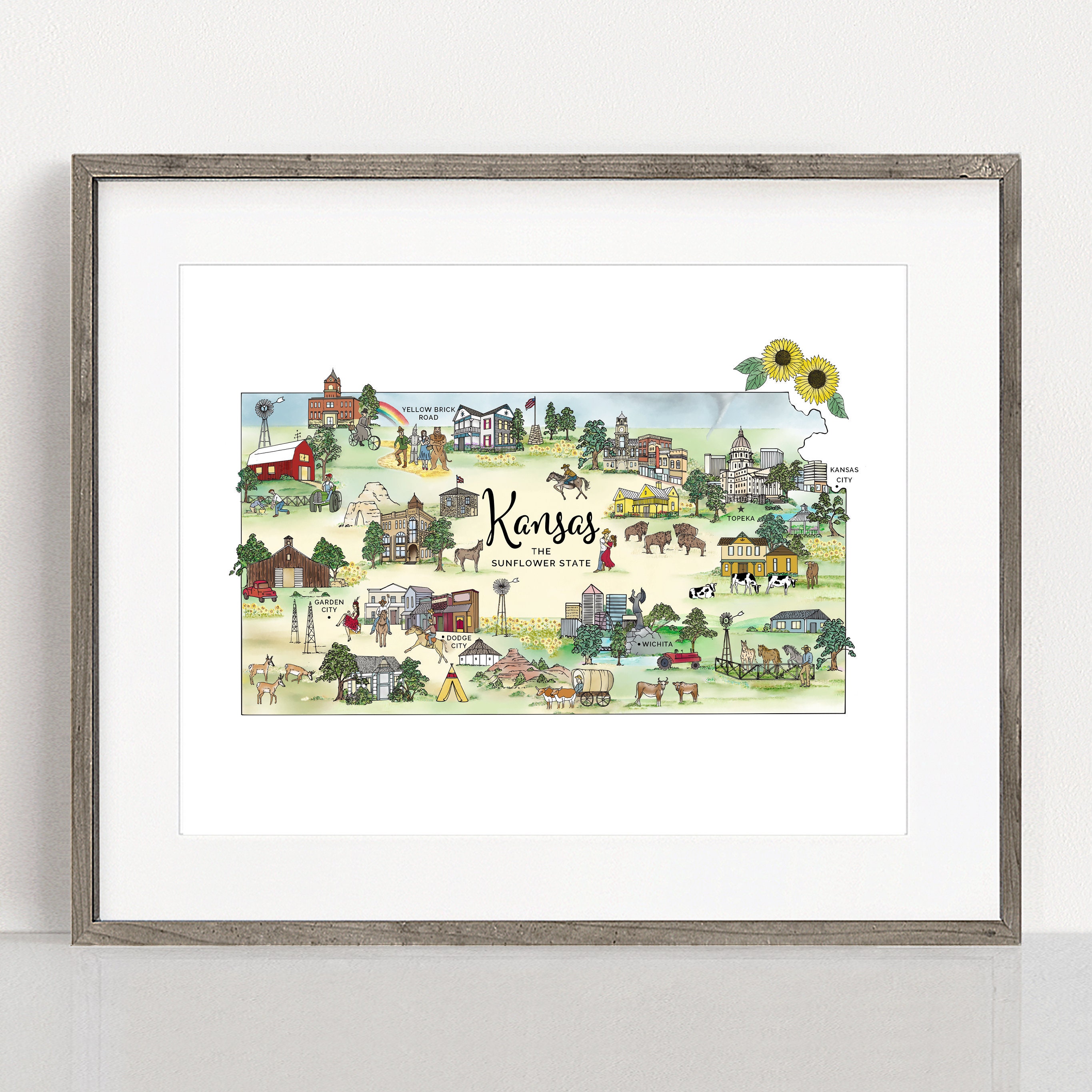 Kansas Map Art Print - Etsy