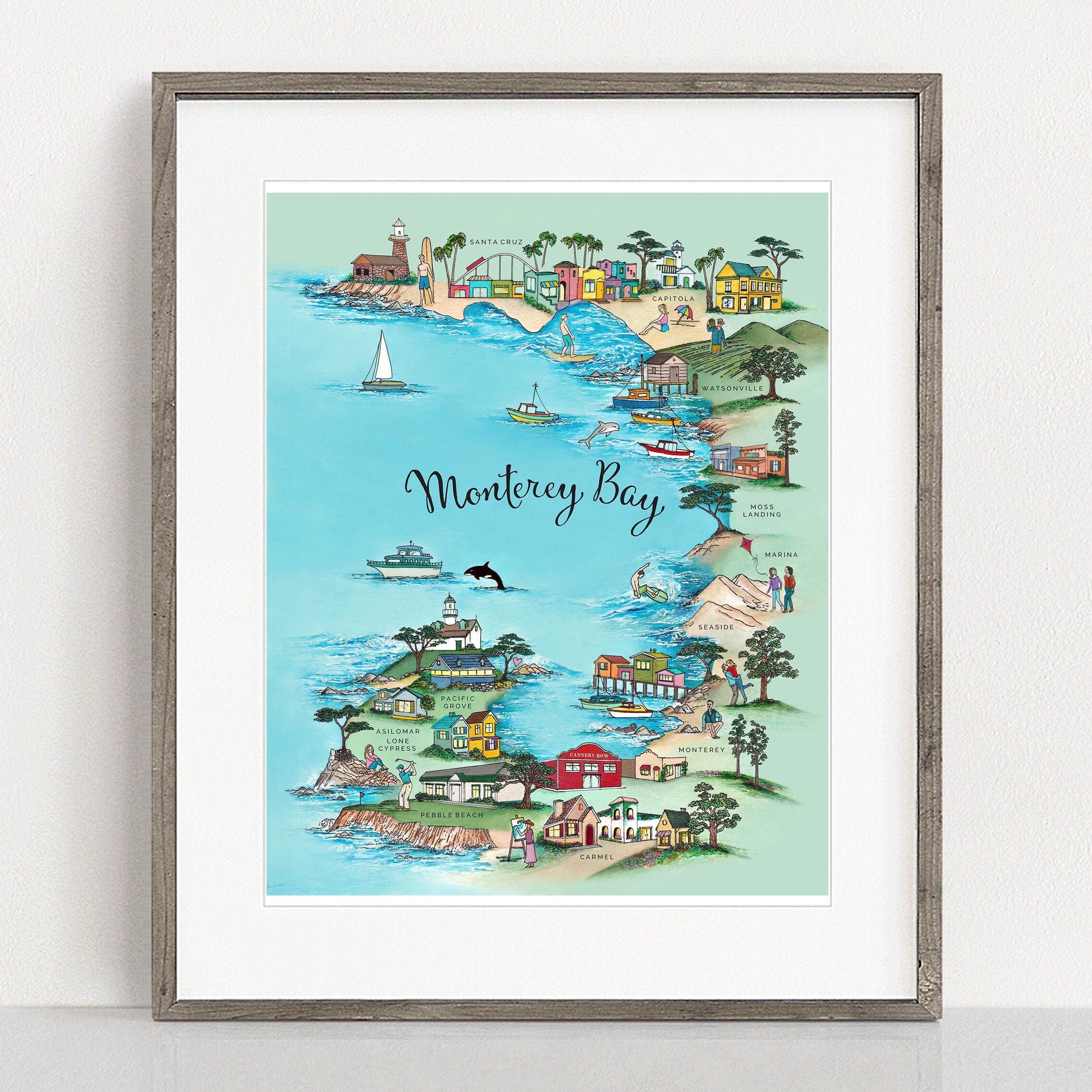 Monterey Bay Map Art Print - Etsy