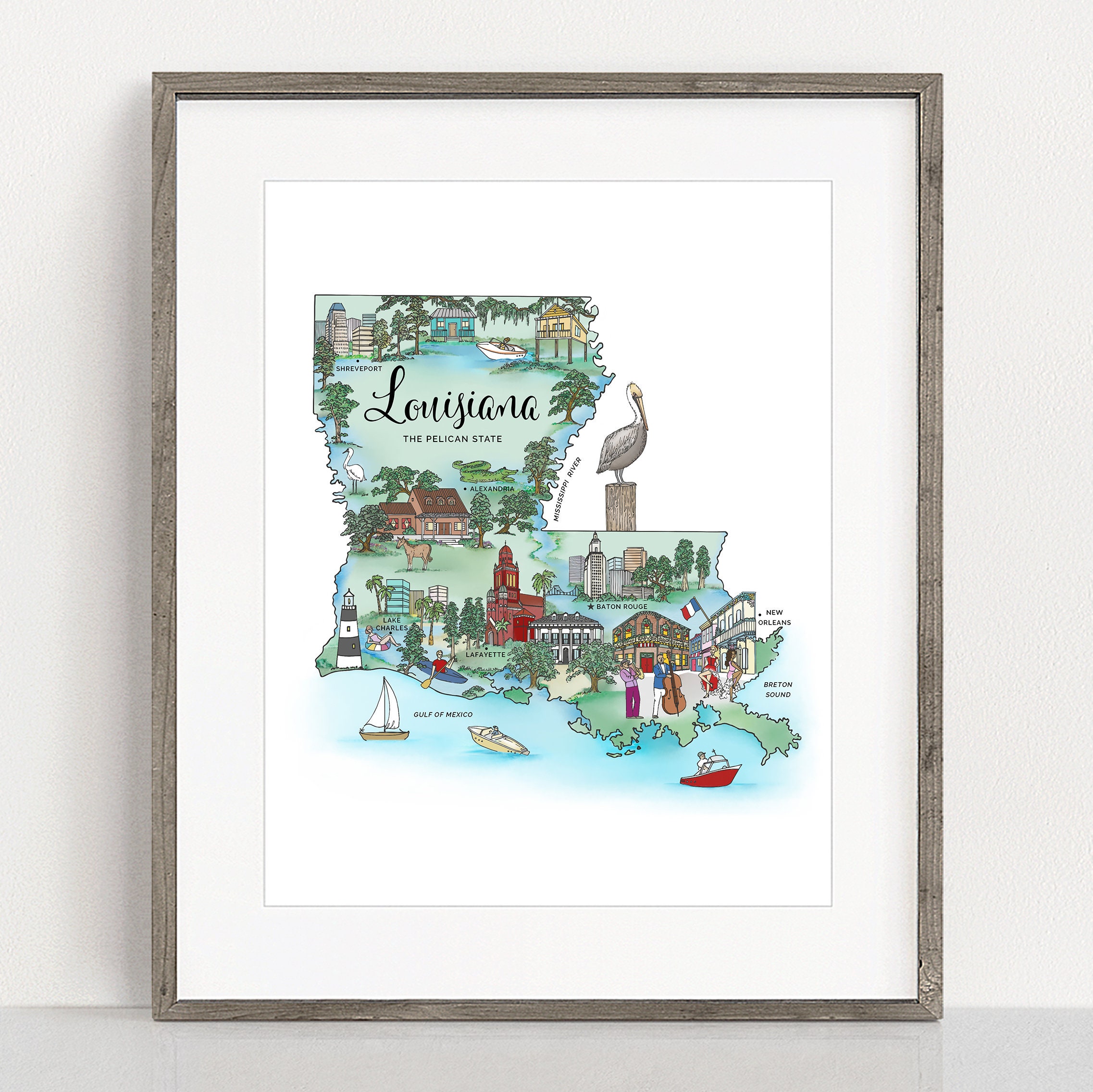Louisiana Map Art Print - Etsy
