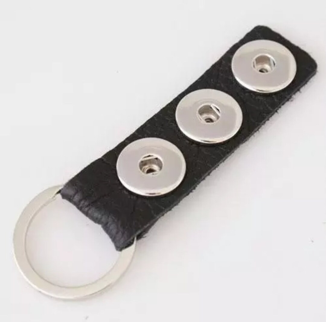 4 Long Black Genuine Full Grain Leather Triple Snap Keyring Fits 1820mm ...
