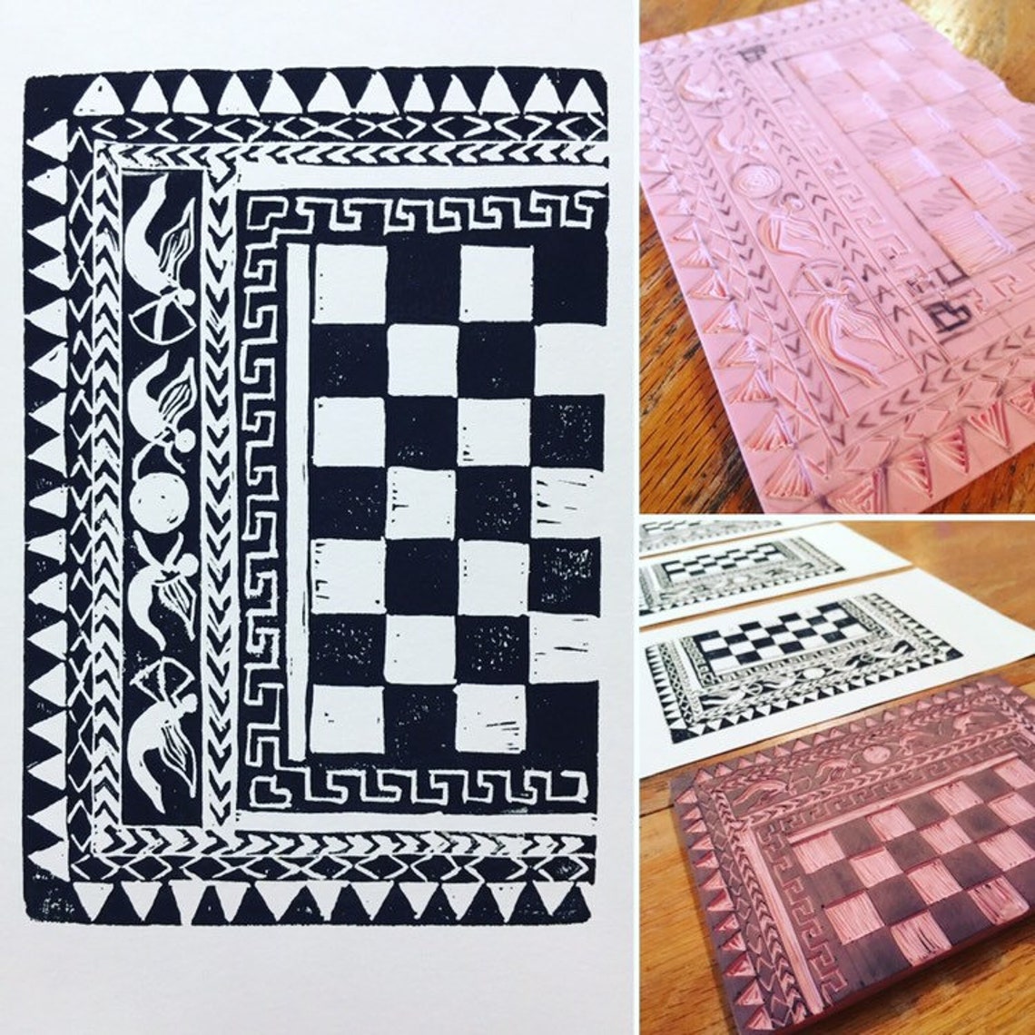 Original Chessboard Block Print - Unframed - Etsy