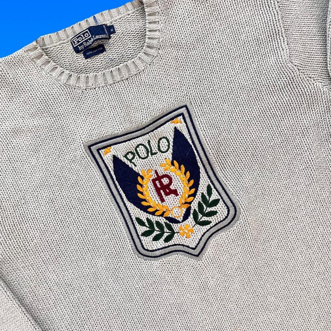 Vintage Rare OG Polo Ralph Lauren Uni Crest Knitted Wool Sweater - Etsy