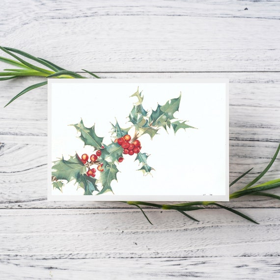 Holly Watercolor Print Card Blank Holiday Greeting Card - Etsy