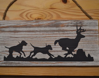 Outdoor Vinyl Dogs Chasing Deer Decal | Etsy
