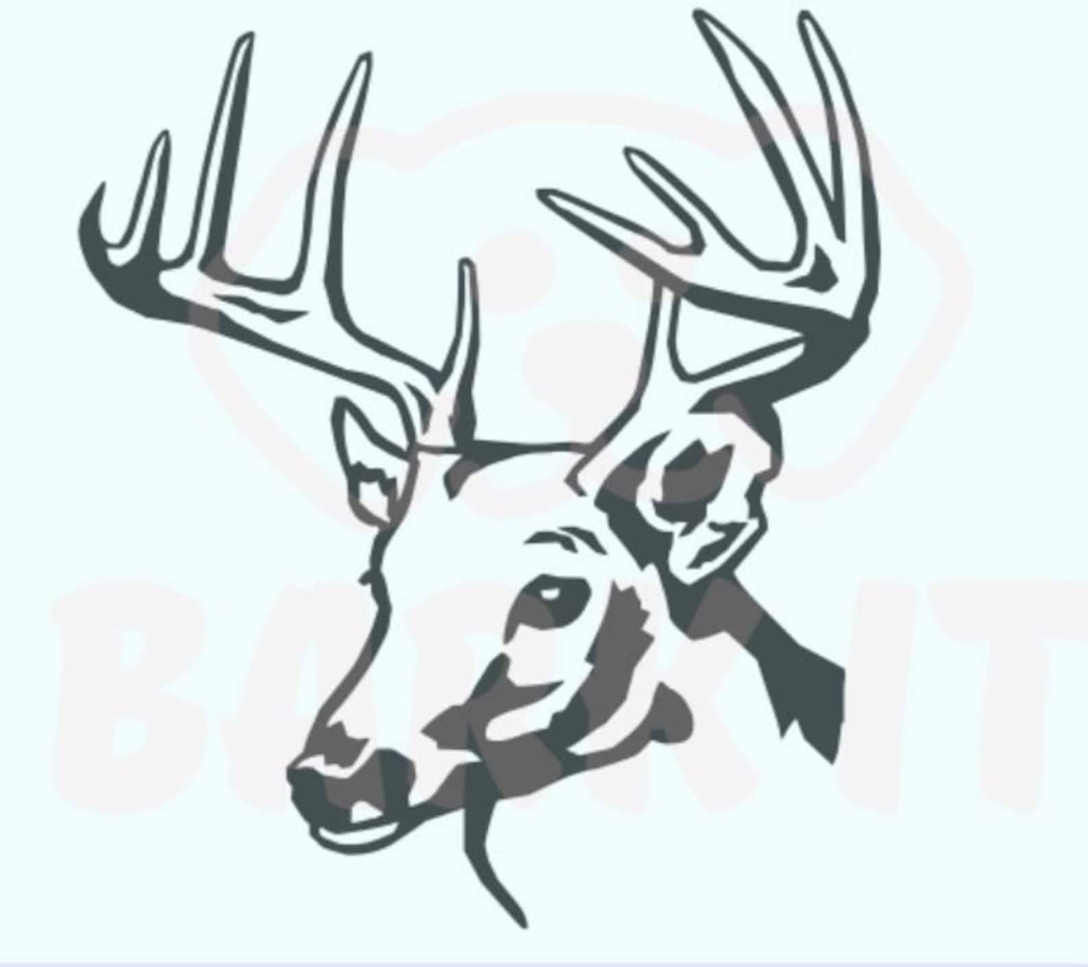 Buck Deer Head SVG, PDF, PNG, Eps, Dxf Digital Download Cut File for ...