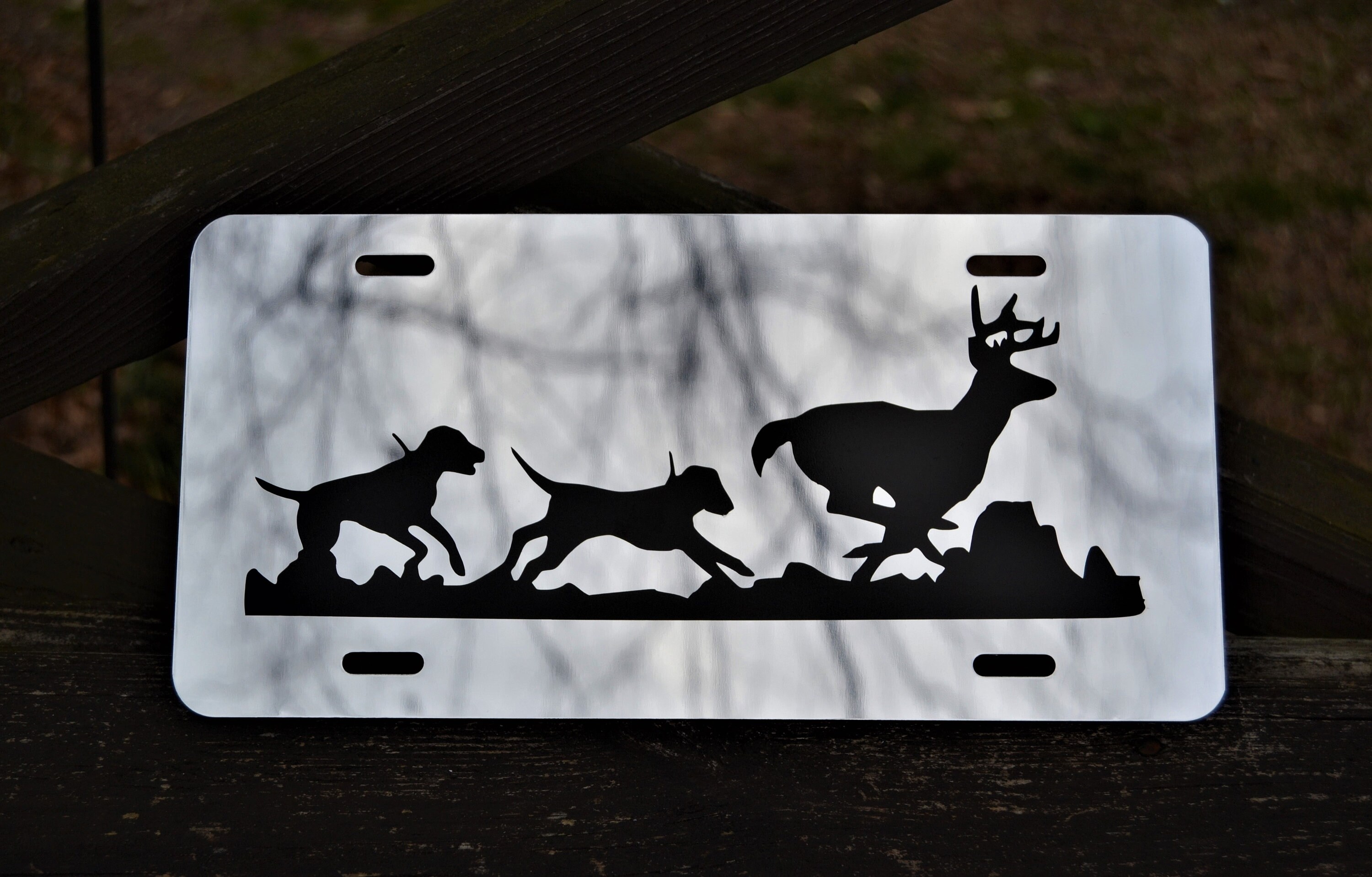 Mirrored Deer Hunting Hounds Chasing Buck License Plate - Etsy