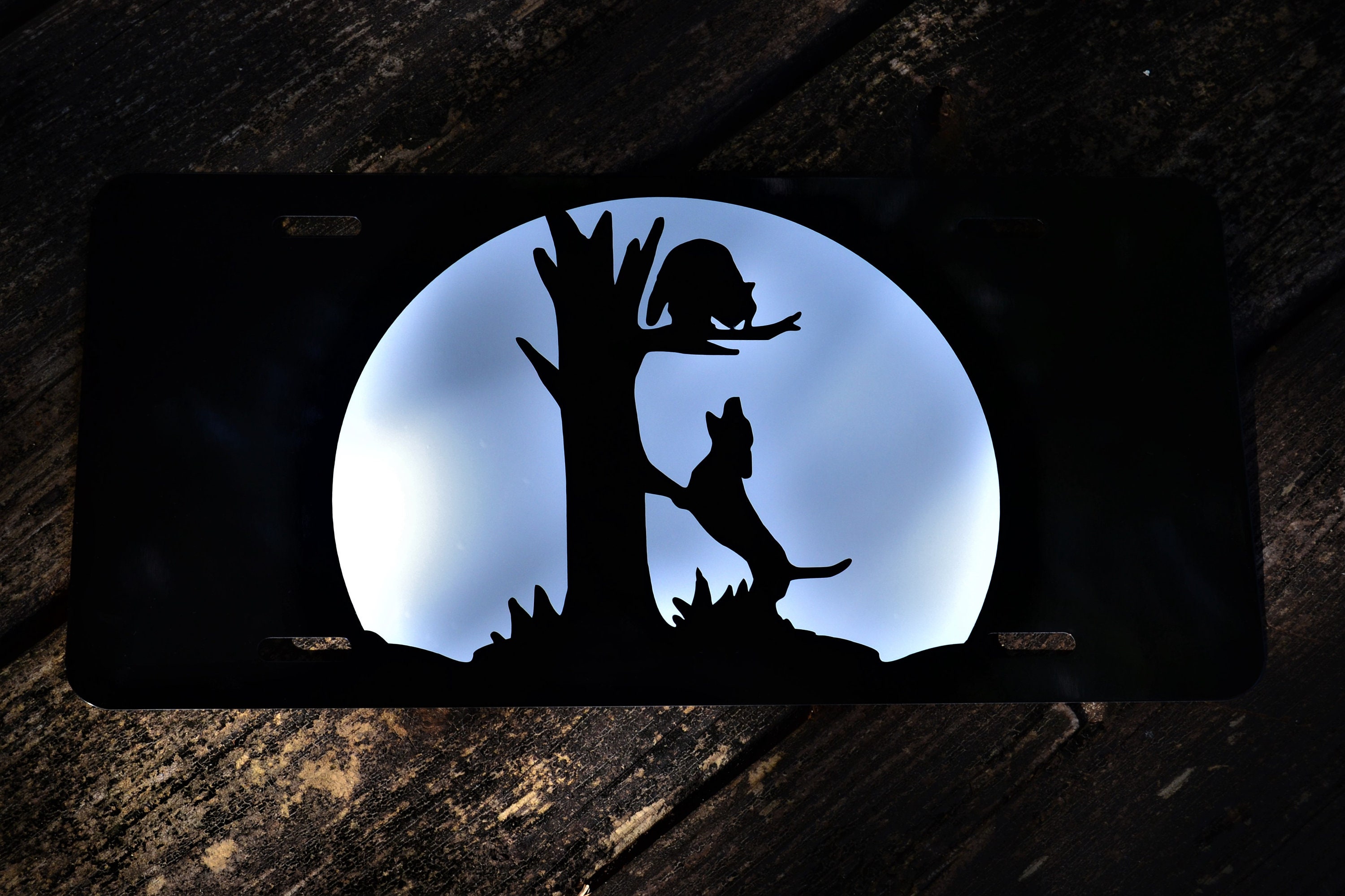 Hound Treed Coon Hunting Moon Silhouette License Plate - Etsy