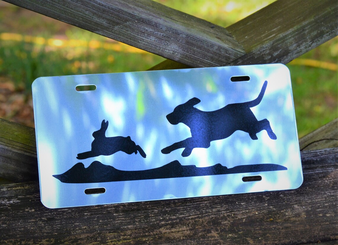 Mirrored or Black Hunting Beagle Chasing Rabbit License Plate - Etsy