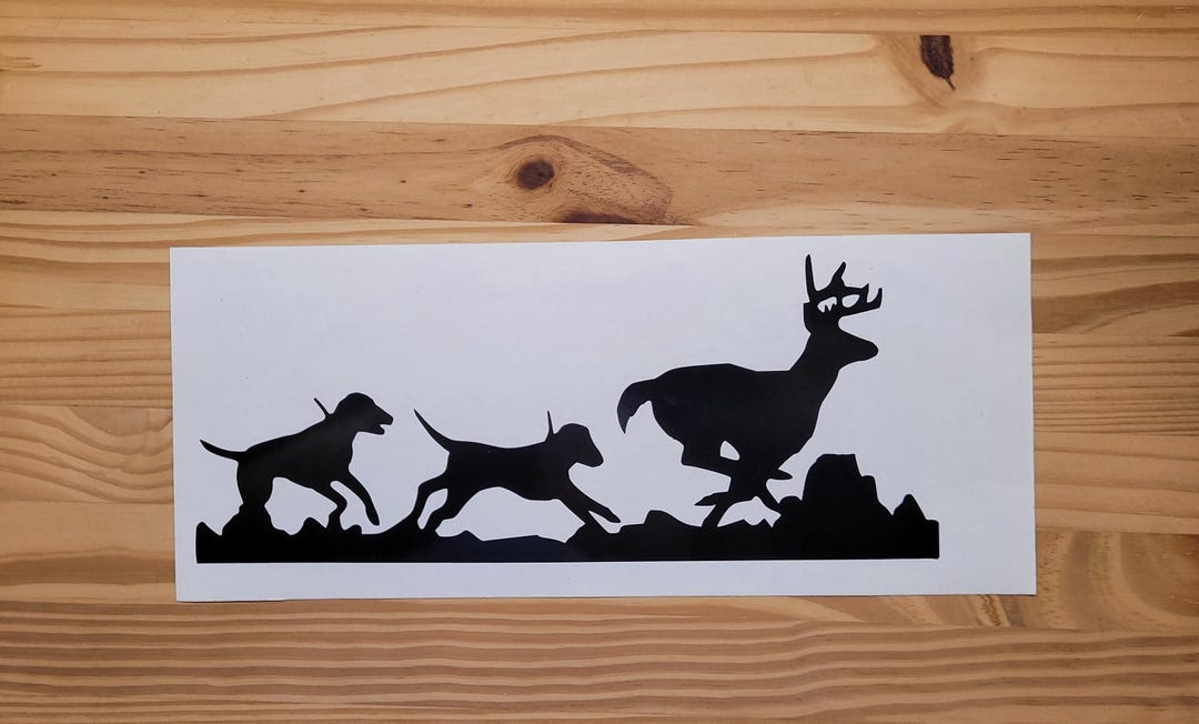 Outdoor Vinyl Dogs Chasing Deer Decal - Etsy