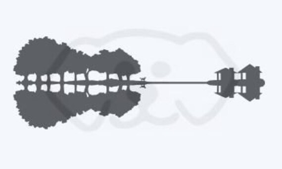 Guitar Trees Lake Reflection SVG PDF PNG eps Digital | Etsy