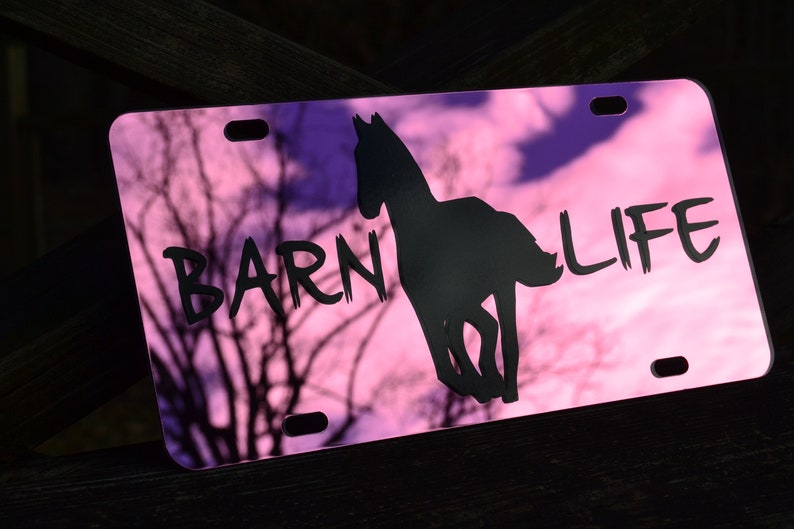 Mirrored Horse Barn Life License Plate | Etsy