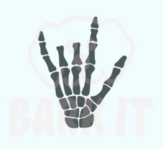 Asl Ily Hand Skeleton Sign Language Skeleton Hand Etsy