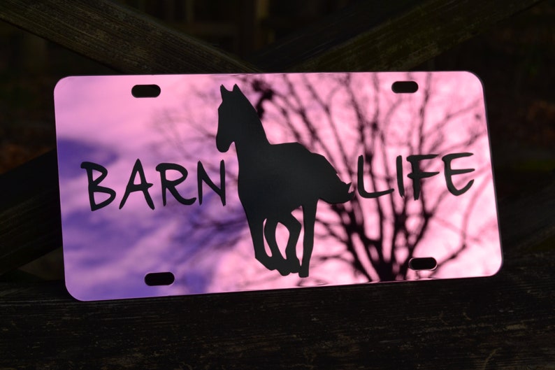 Mirrored Horse Barn Life License Plate | Etsy