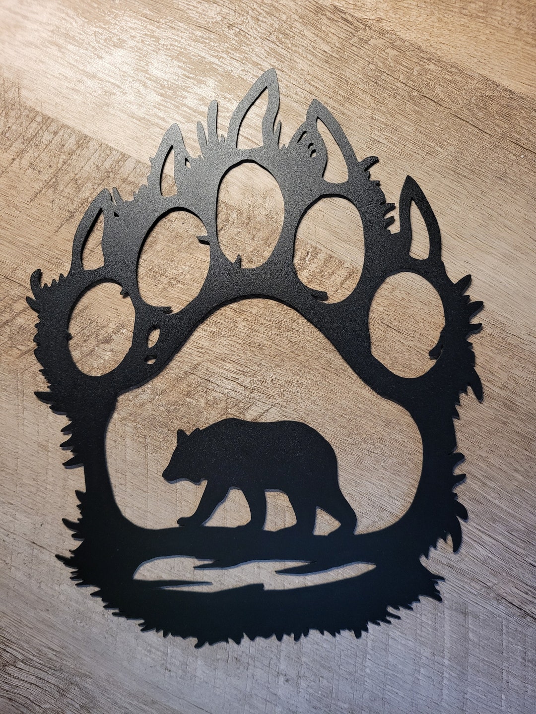 Bear and Bear Paw Metal Sign - Etsy
