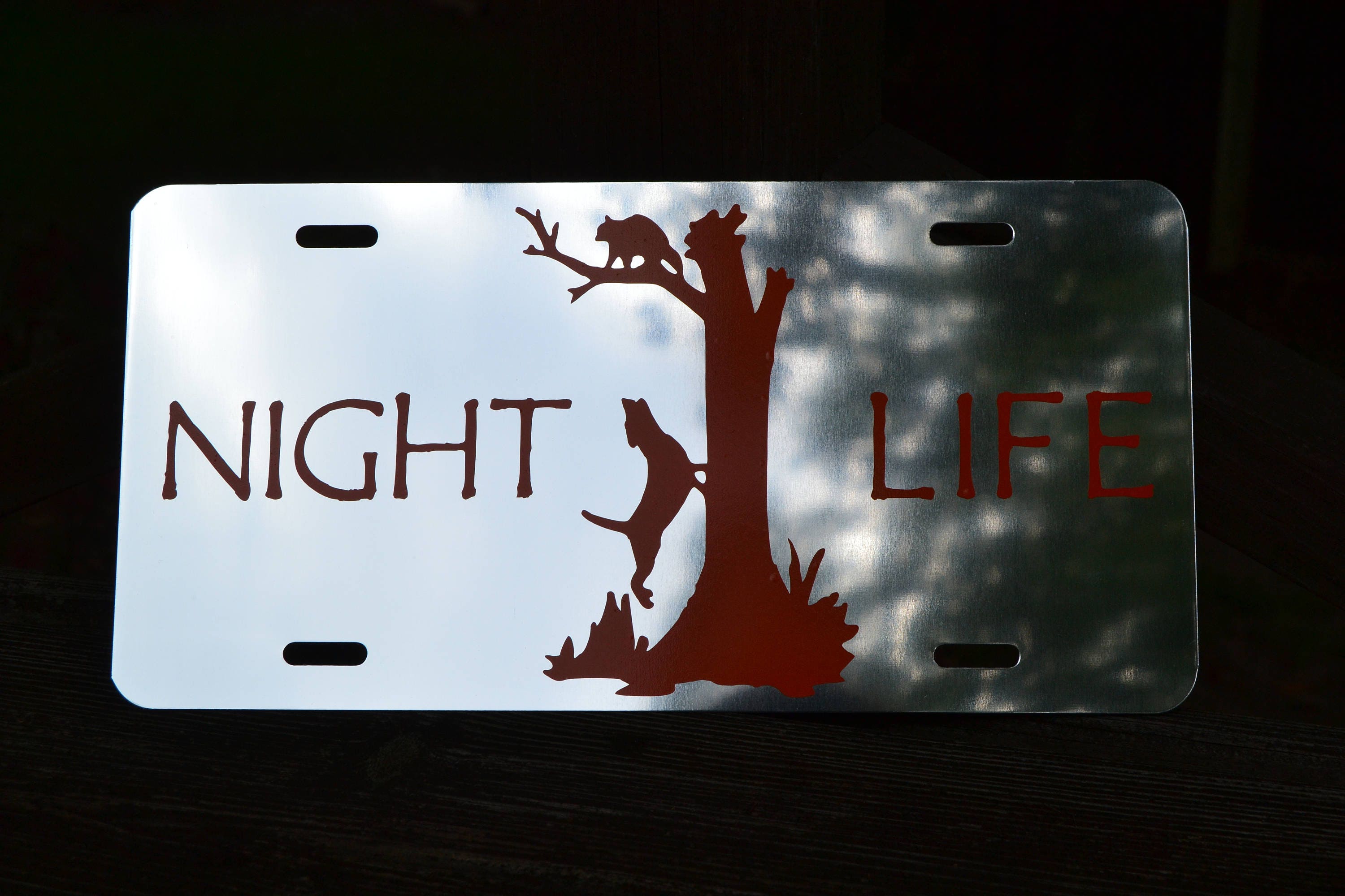 Mirrored Coon Hunting night Life License Plate - Etsy