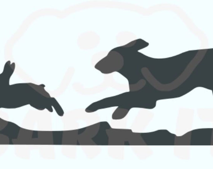 Hound Dog Chasing Rabbit SVG, PDF, PNG, Eps, Dxf Digital Download Cut ...