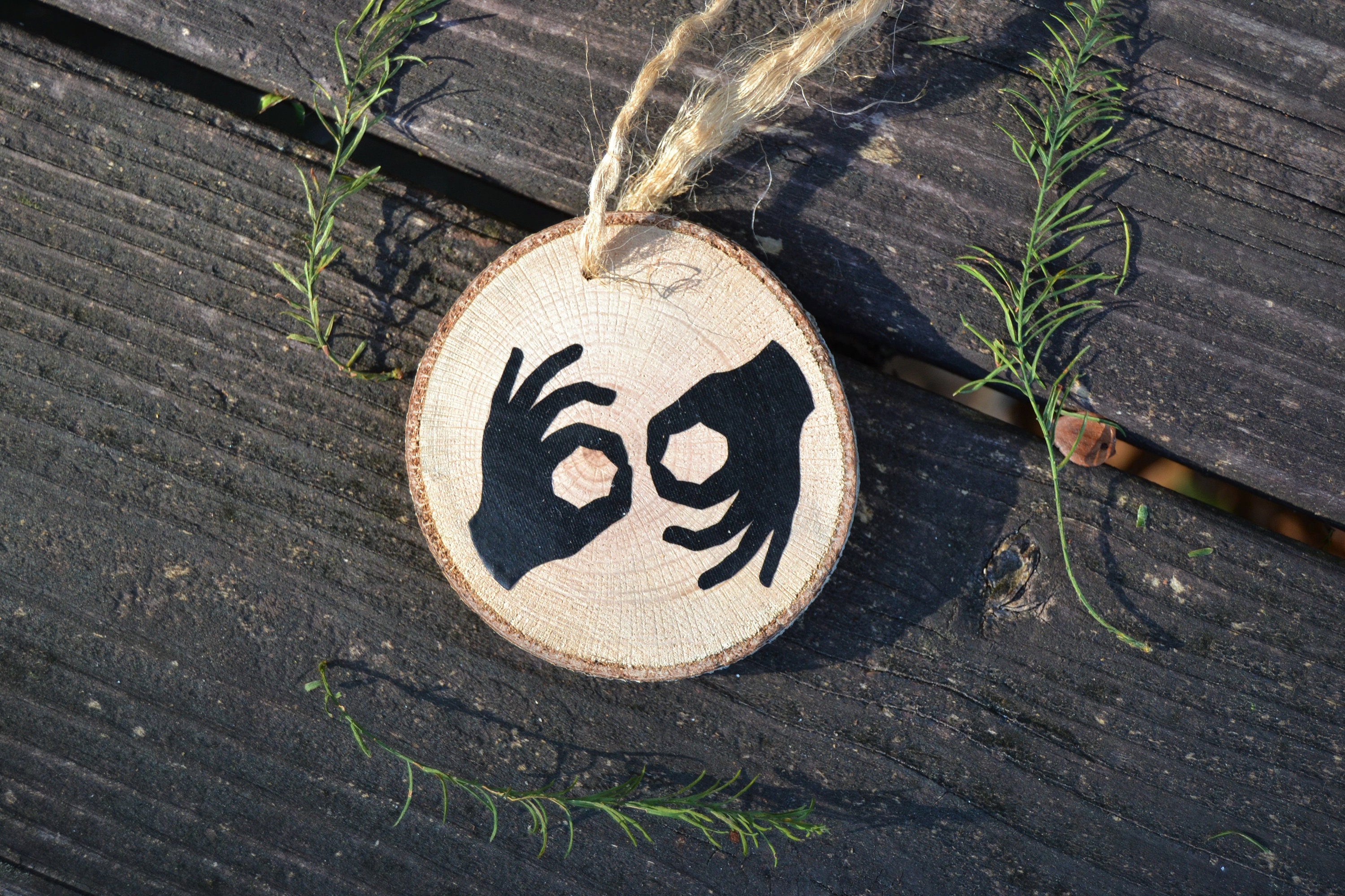 Sign Language Interpreter ASL Natural Wood Slice Ornament - Etsy
