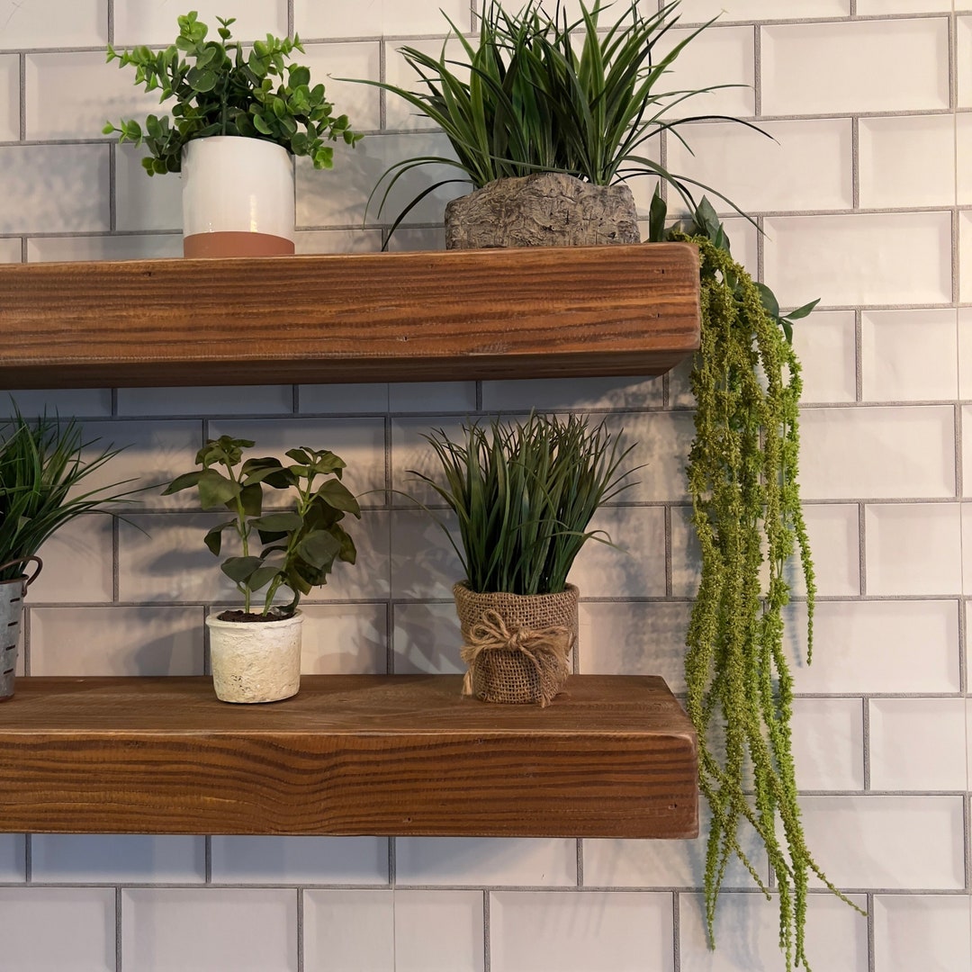 3 TALL FLOATING SHELVES, Heavy Duty Floating Shelf, Rustic Shelf ...
