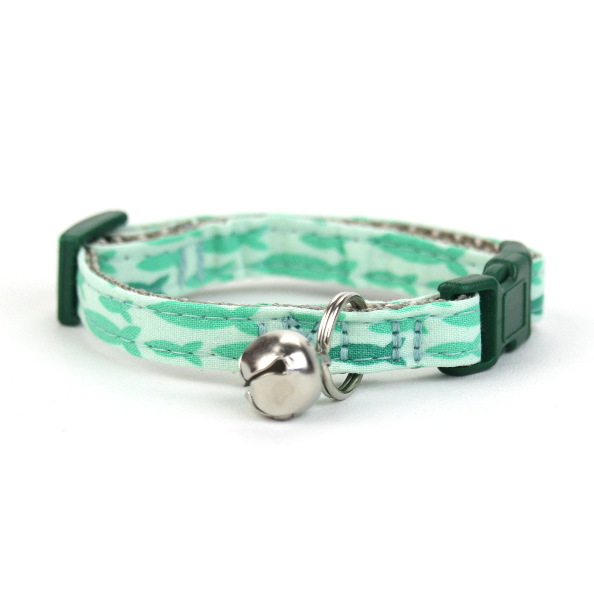 Mint Green Fish Cat Collar With Breakaway Buckle and Bell - Etsy