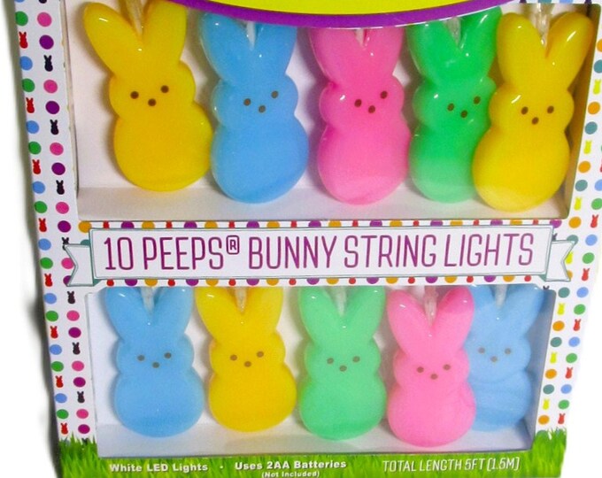 Peeps Bunny LED String Lights 10 CT Easter Decor 5 Feet Long Wreaths ...