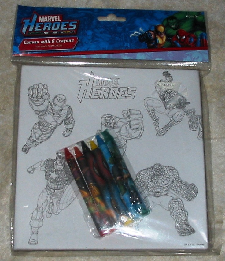 Marvel Comics Heroes Canvas With Six Crayons NEW Child's Craft Art Kit ...
