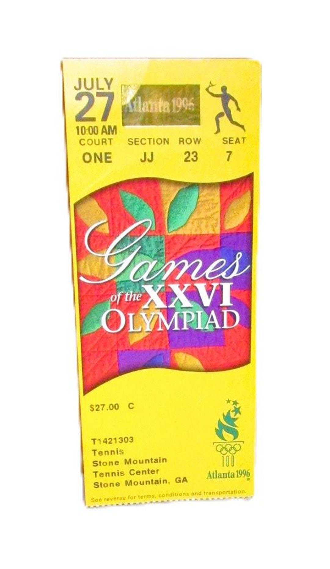 Summer Olympics Ticket Stub Atlanta 1996 Centennial Games Tennis Stone ...