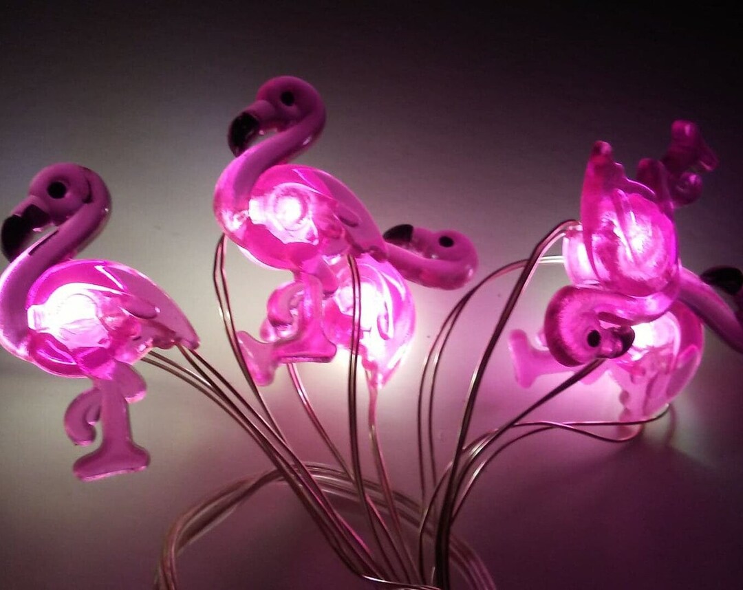 Pink Flamingo LED String Lights 10 Count Battery Power DIY Crafts ...