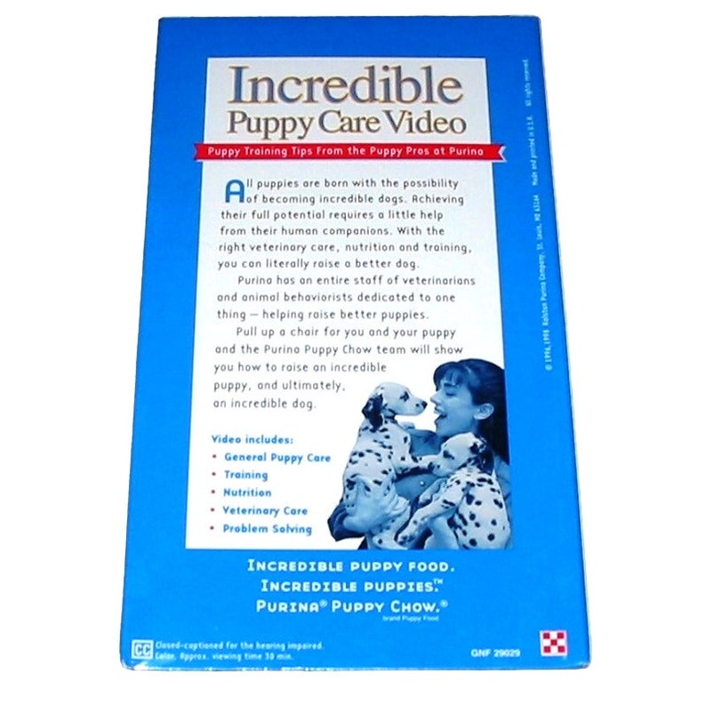 Purina Incredible Puppy Care Video VHS 1998 Dogs Pets Veterinarian - Etsy