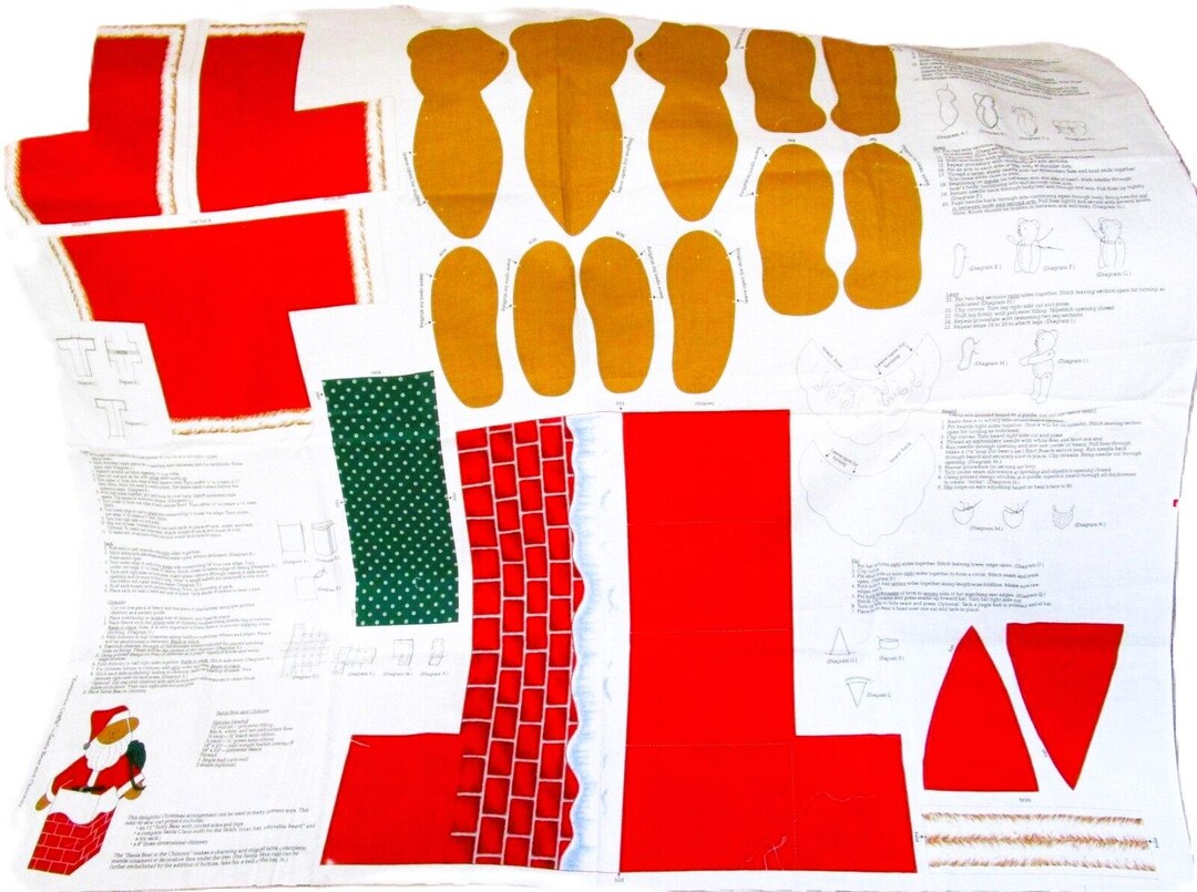 Cranston Fabric Craft Panel, Santa Bear in Chimney, Christmas Decor ...