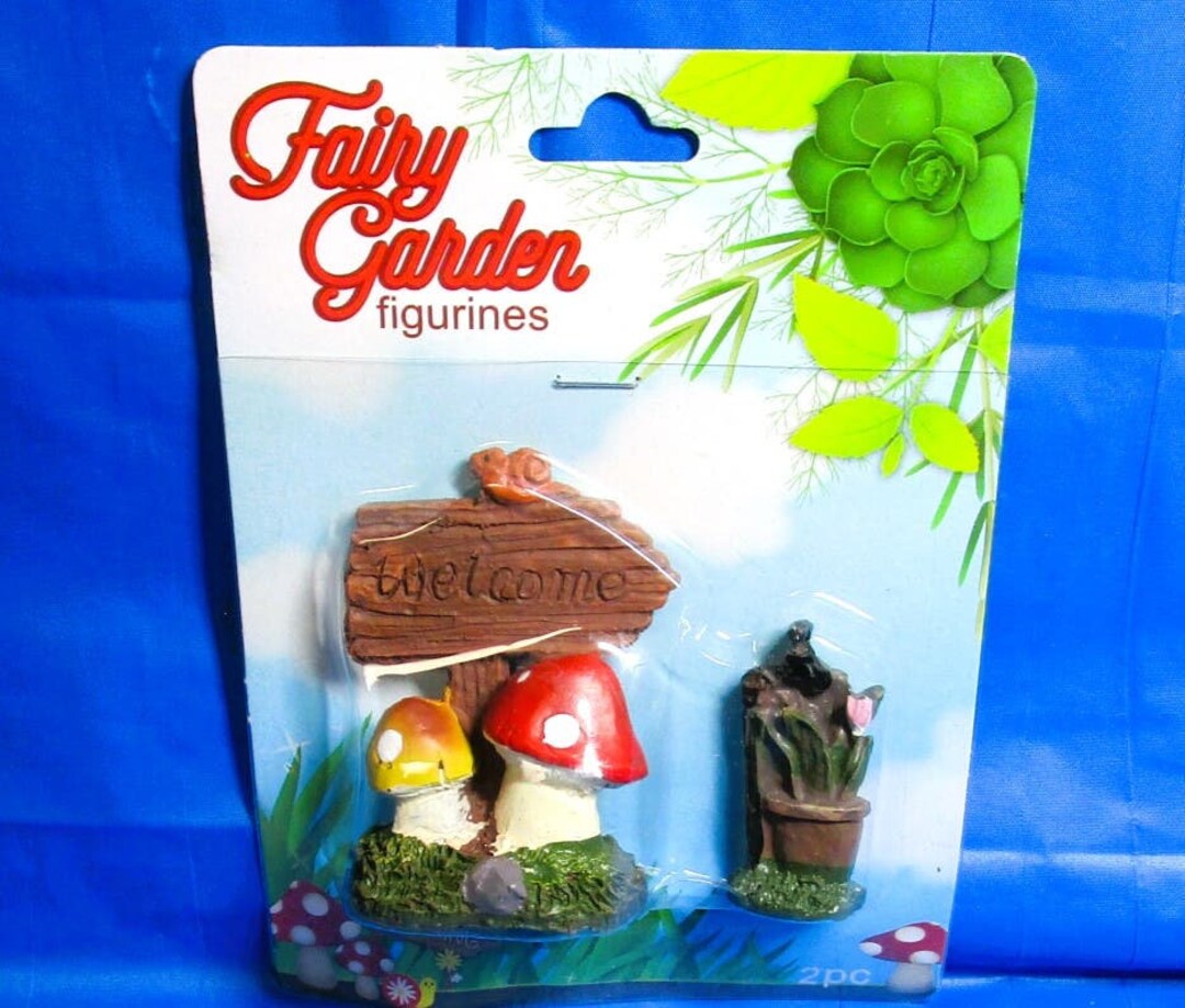 Fairy Garden Mushroom Welcome Sign and Tulips DIY Yard Art Fairy Forest ...