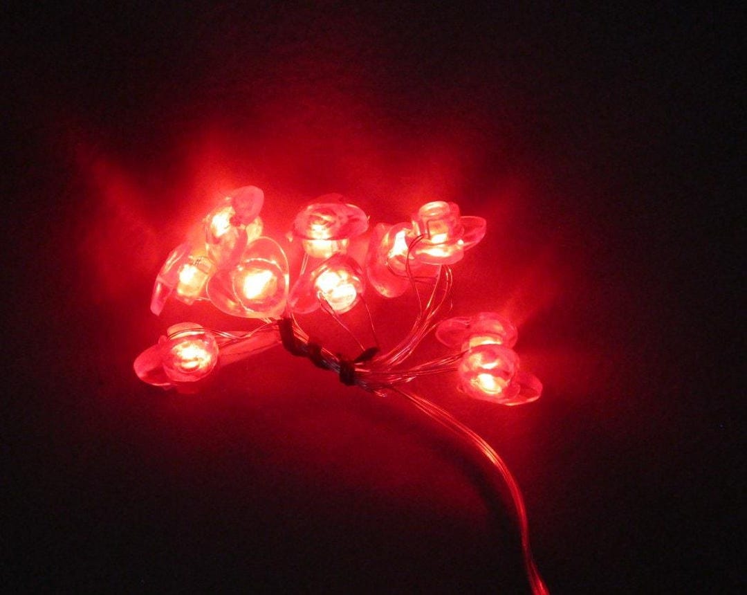 Tiny Red Heart LED String Lights Battery Operated 10 Ct 3 Ft Valentine ...