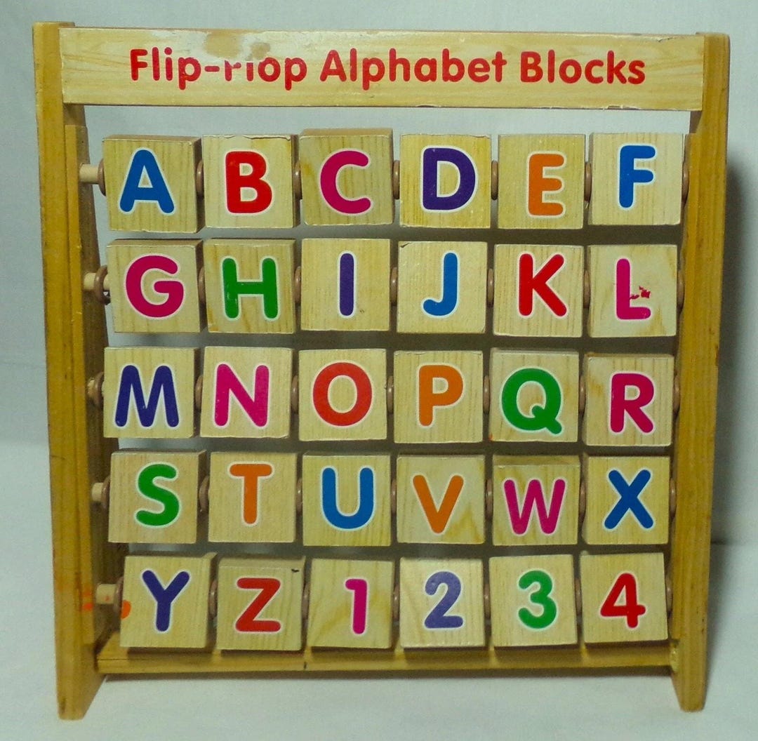 Flip-flop Alphabet Blocks on Wood Stand Rack Abc's and Numbers 1-4 ...